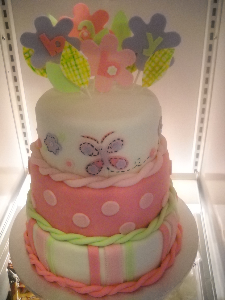 3 Tiered Baby Shower Cake - CakeCentral.com