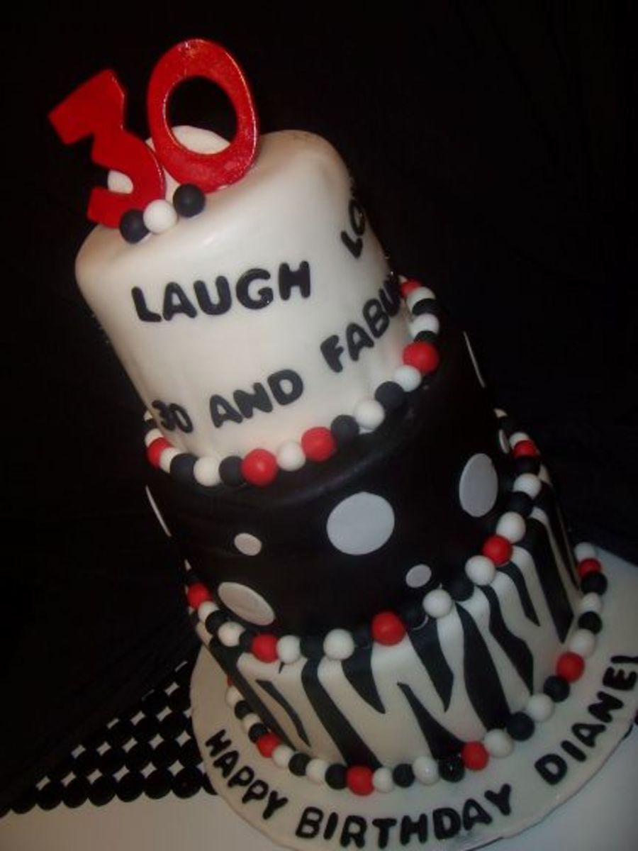 30Th Birthday.. Black White N Red - CakeCentral.com