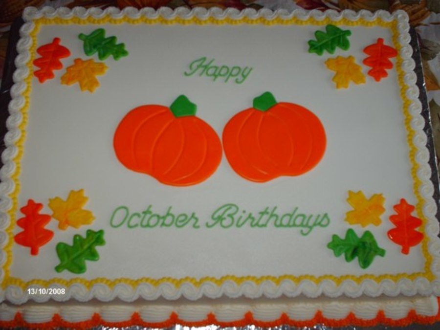 Fall Themed October Birthday Cake - CakeCentral.com