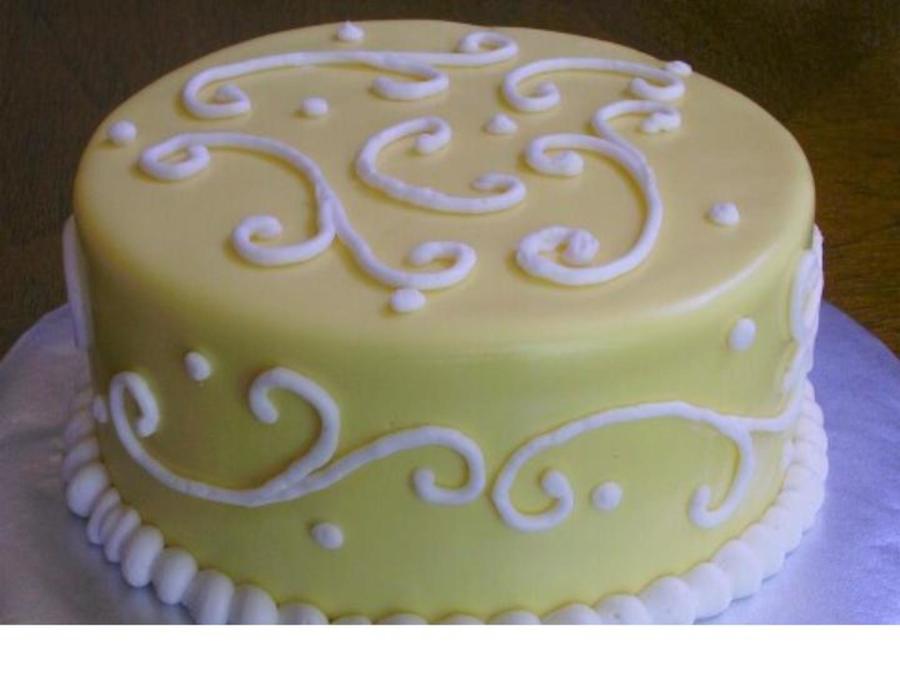 Yellow Scroll Cake - CakeCentral.com