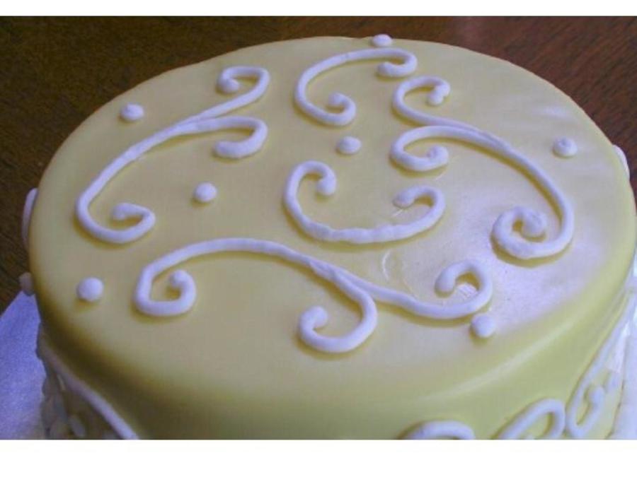 Yellow Scroll Cake - CakeCentral.com