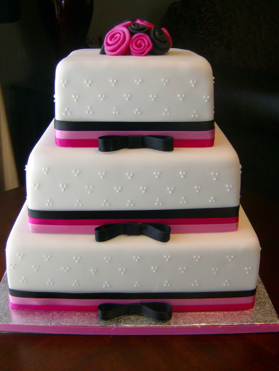 Square 3 Tier Weding Cake - CakeCentral.com