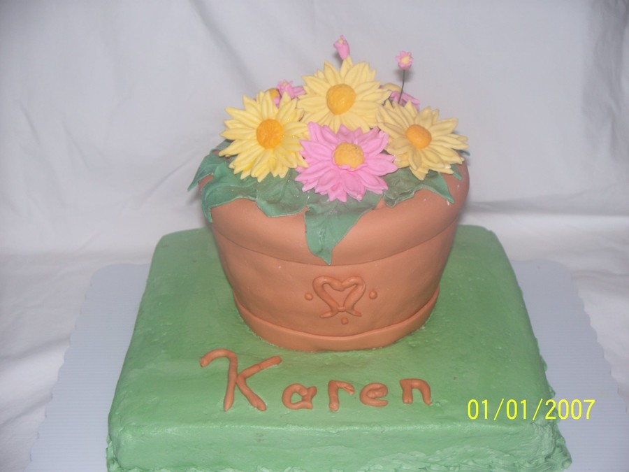 Flower Pot Cake - CakeCentral.com