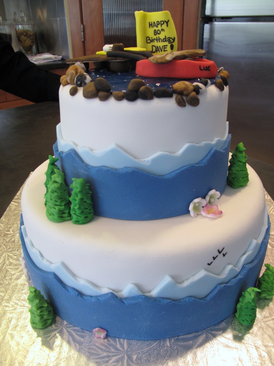 Mountain,canoe And Lake - CakeCentral.com