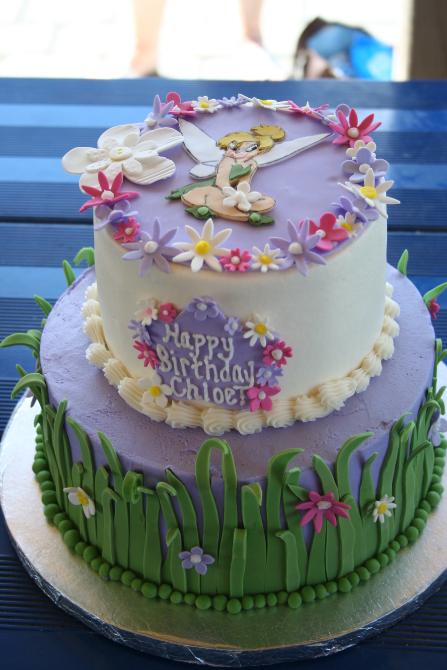 Tinkerbell, Grass And Flower Cake For Girl - CakeCentral.com