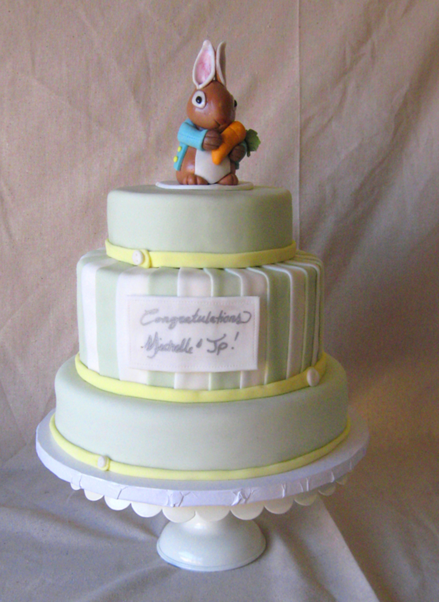 Classic Peter Rabbit Baby Shower Cake - CakeCentral.com