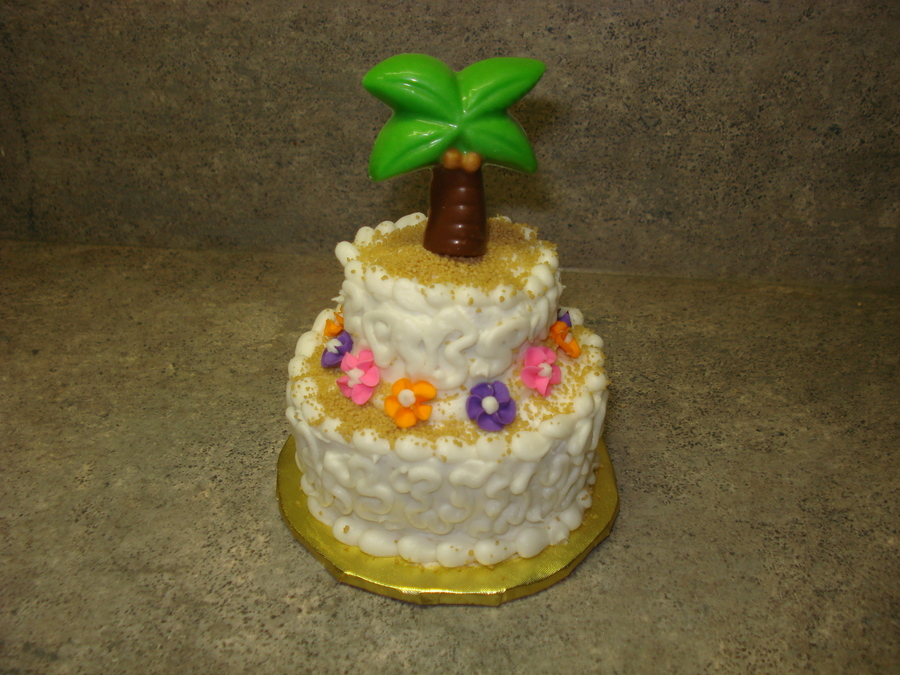 Mini Tiered Cake With Palm Tree - CakeCentral.com