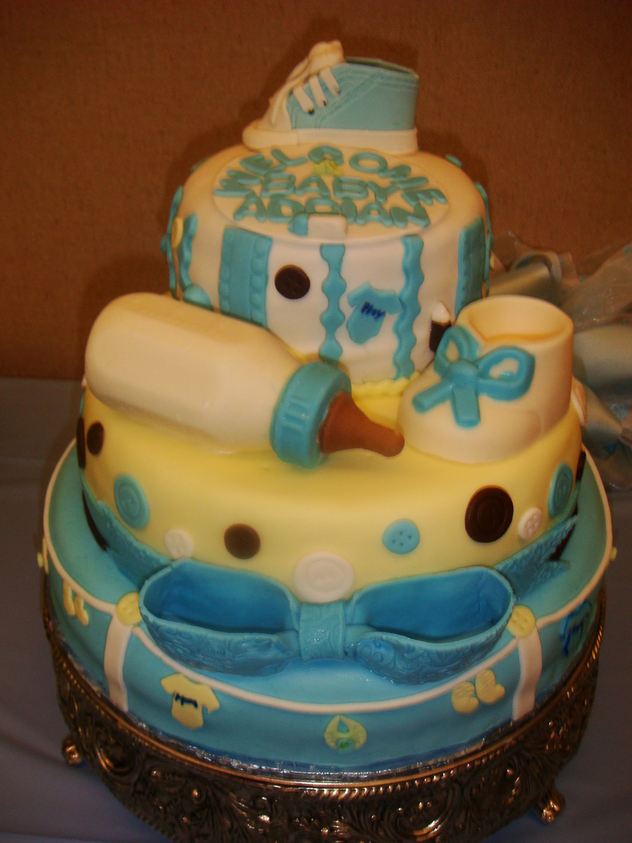 Bottles And Booties Themed Cake - CakeCentral.com