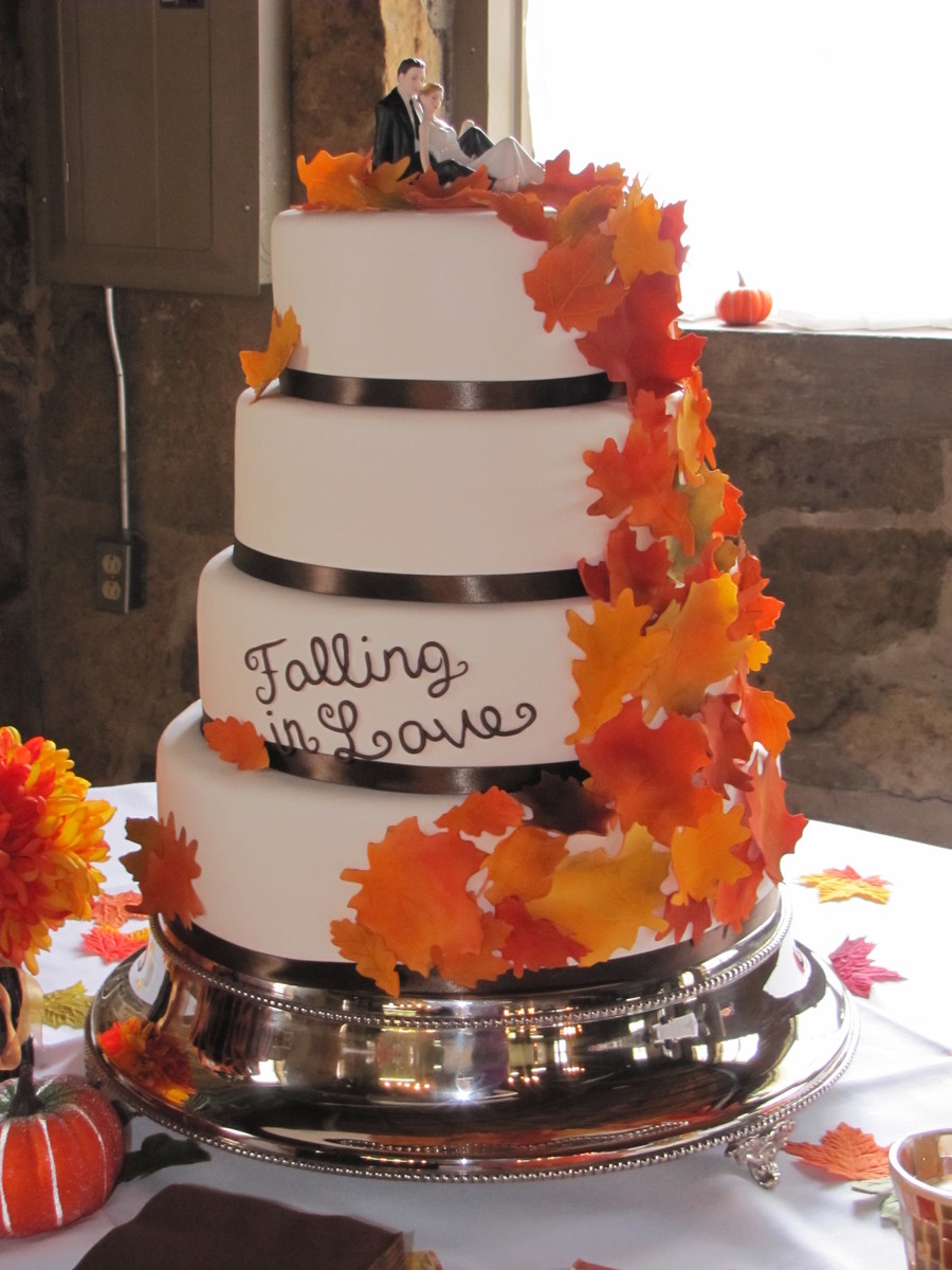 Fall Leaves Wedding Cake - CakeCentral.com