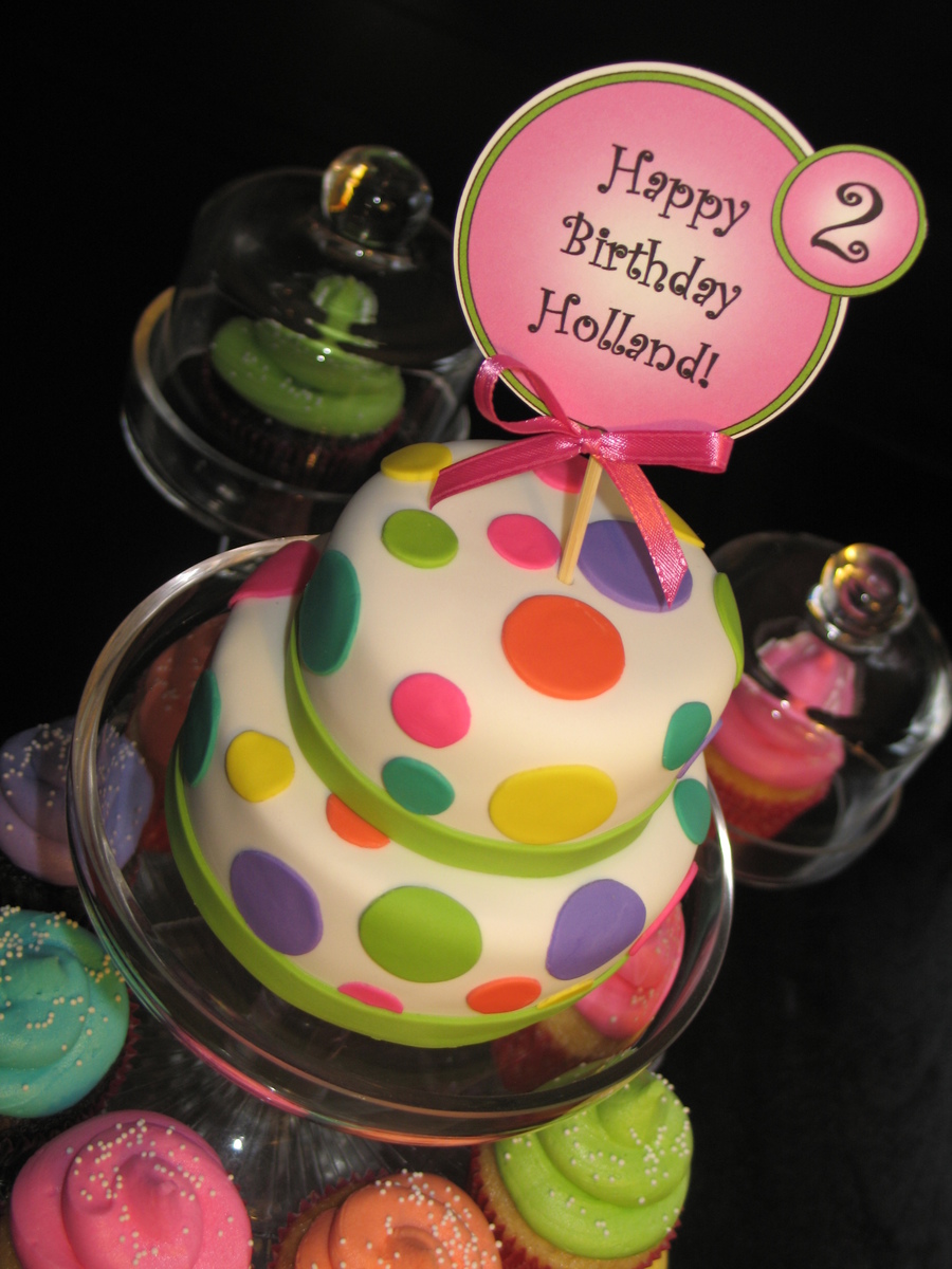 Polka Dot Mini Cake & Cupcakes - CakeCentral.com