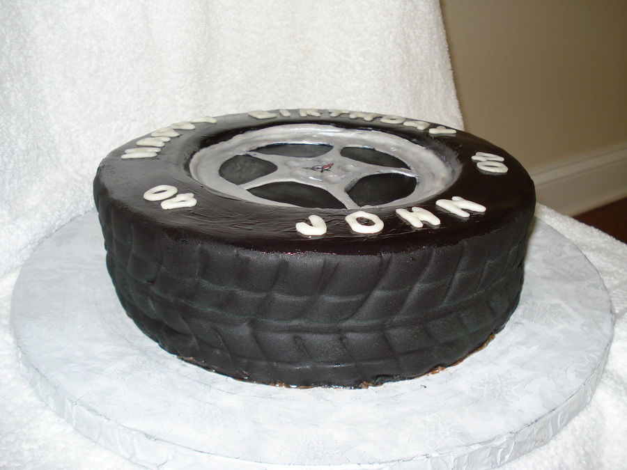 Corvette Tire Cake For 40Th Birthday - CakeCentral.com