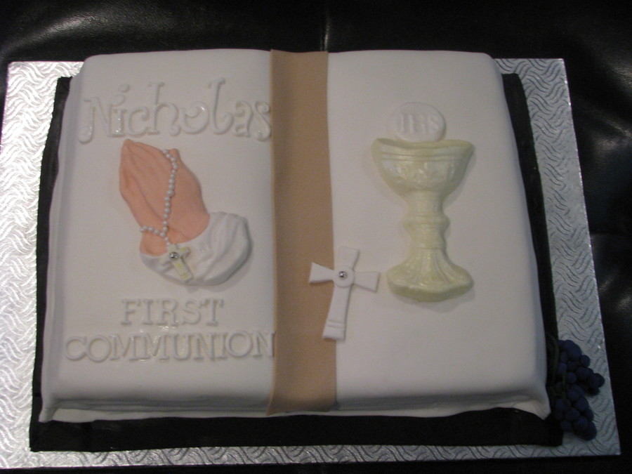 First Communion Cake - Bible Book - CakeCentral.com