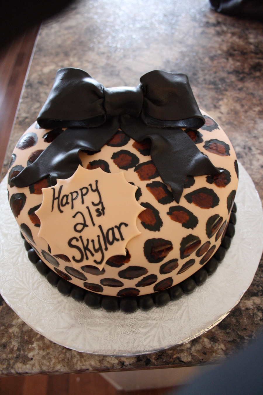 Leopard Print Birthday Cake - CakeCentral.com