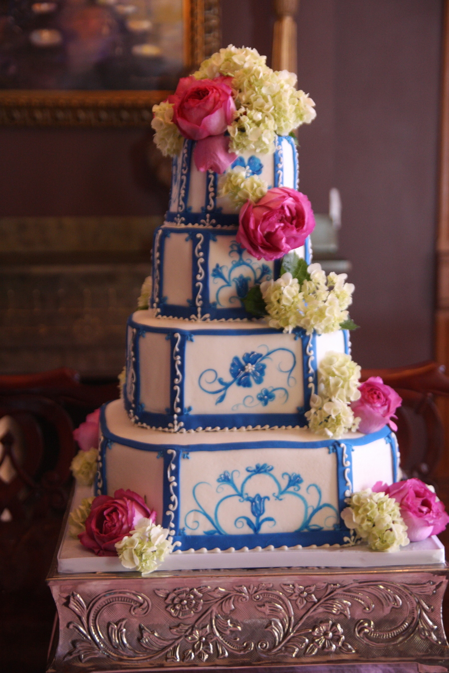 Blue Delph Hand Painted Cake - CakeCentral.com