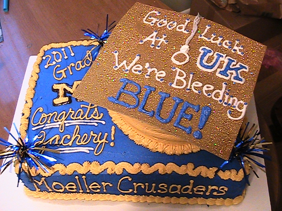 Blue & Gold Graduation Cake - CakeCentral.com
