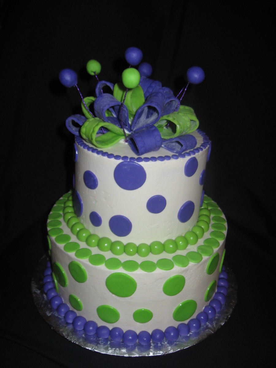 Purple And Green Polka Dot - CakeCentral.com