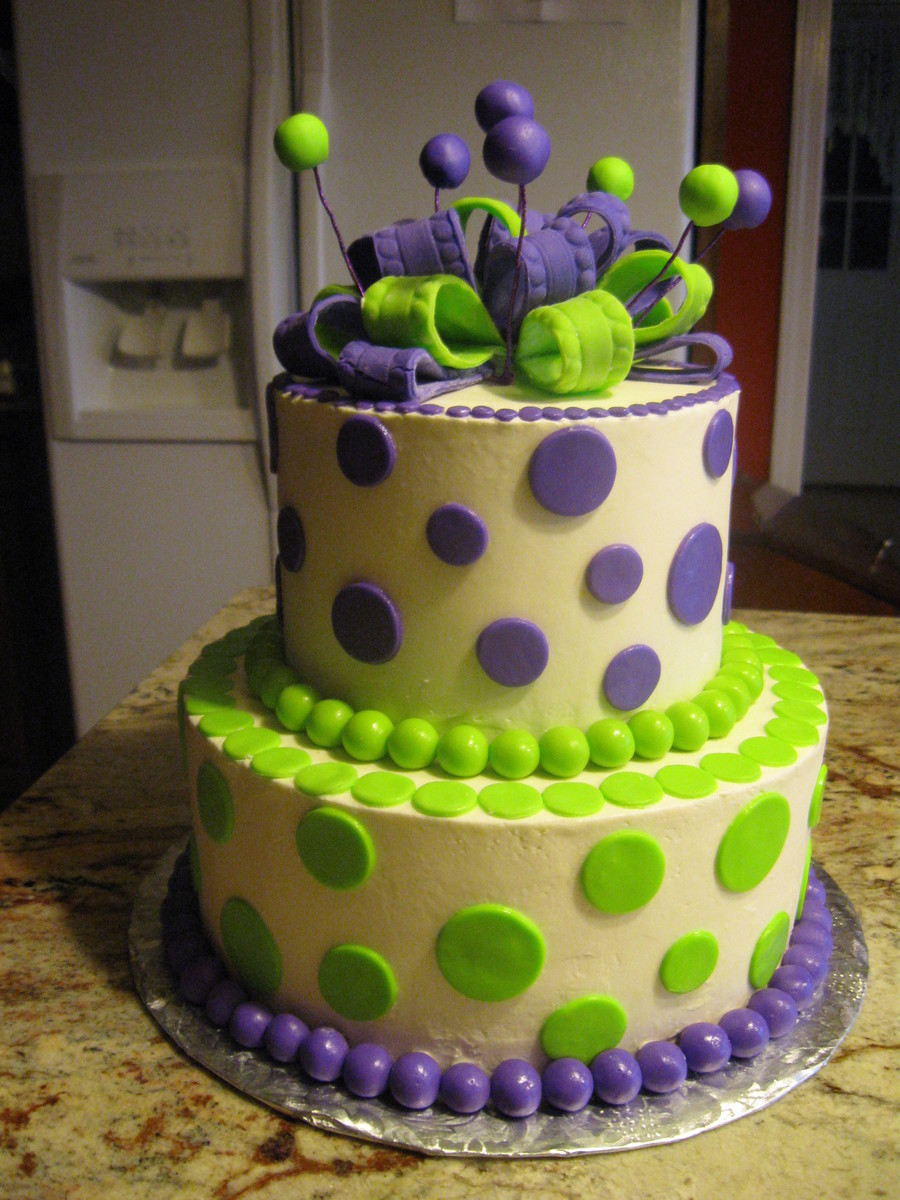 Purple And Green Polka Dot - CakeCentral.com