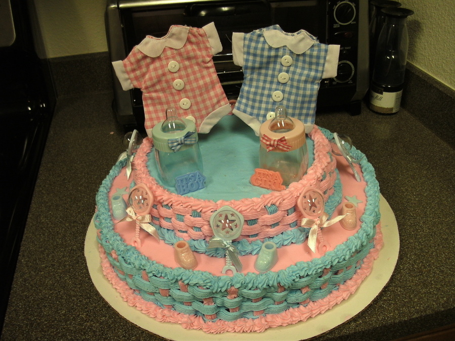 Twin Baby Shower Cake - CakeCentral.com