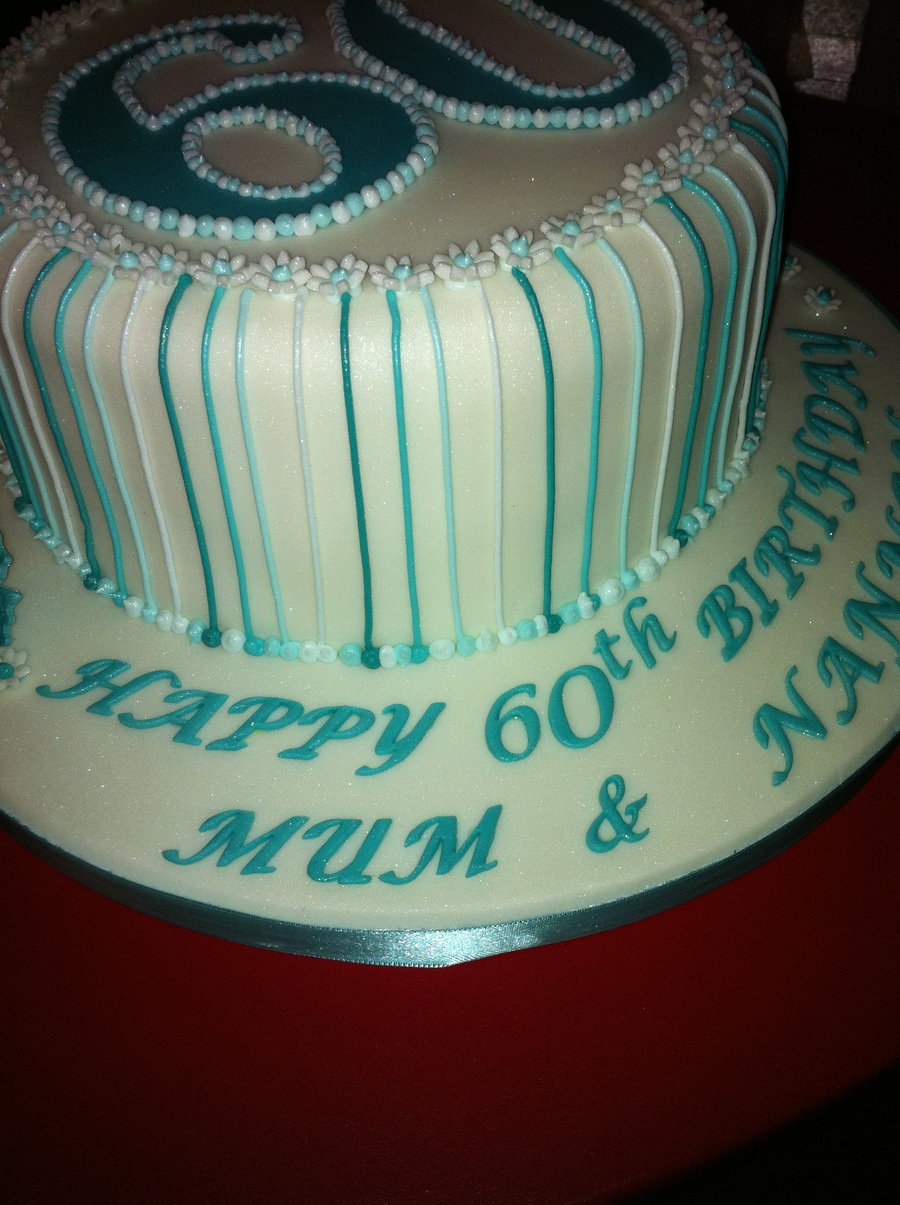 Aqua Striped Cake - CakeCentral.com