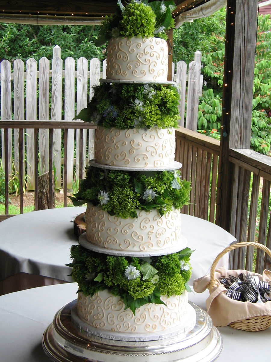 Green Hydrangea Wedding Cake - CakeCentral.com