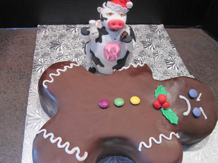 Milk And Cookies Angry Gingerbread Man Being Eaten By Cow With Milk ...