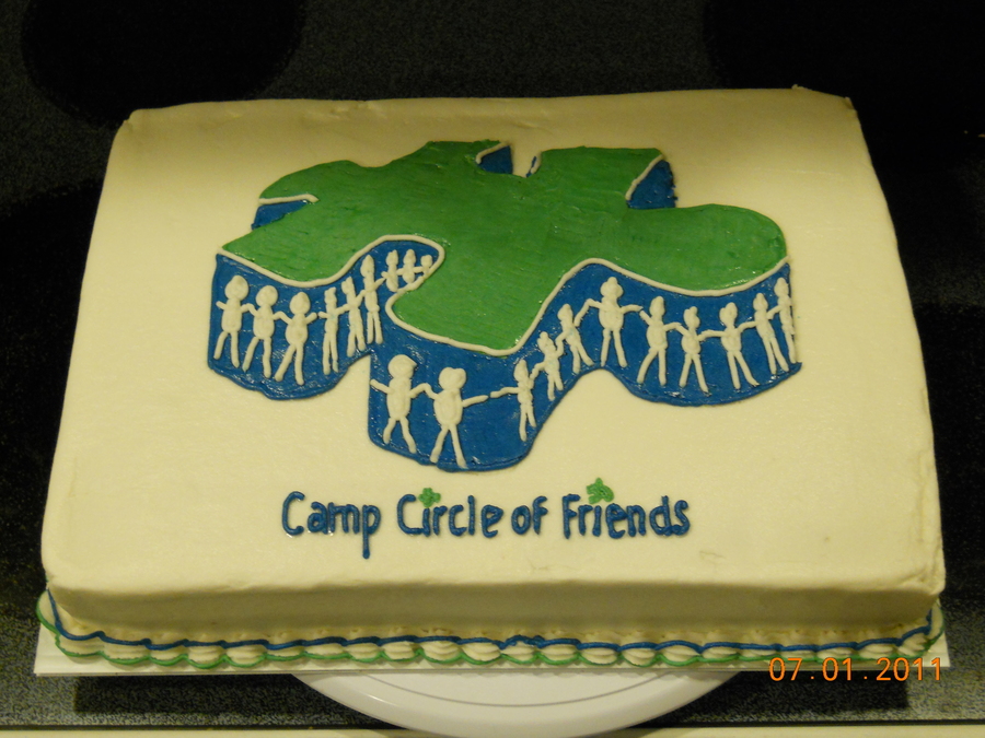 Autism Puzzle Piece Sheet Cake - CakeCentral.com