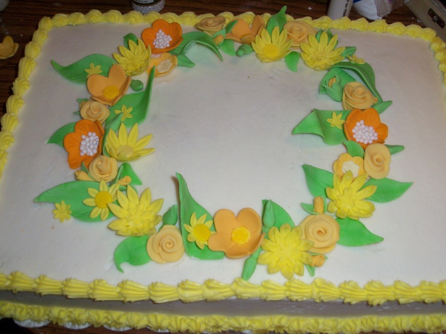 Retirement Sheet Cake With Yellow Flowers - CakeCentral.com