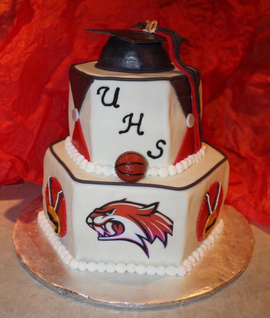 Red & Black Graduation Cake - CakeCentral.com