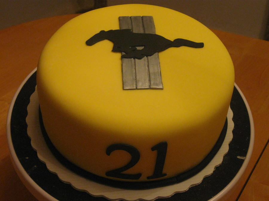 Yellow Mustang Birthday Cake - CakeCentral.com