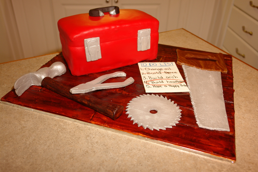 Toolbox With Tools Sitting On Workbench - CakeCentral.com