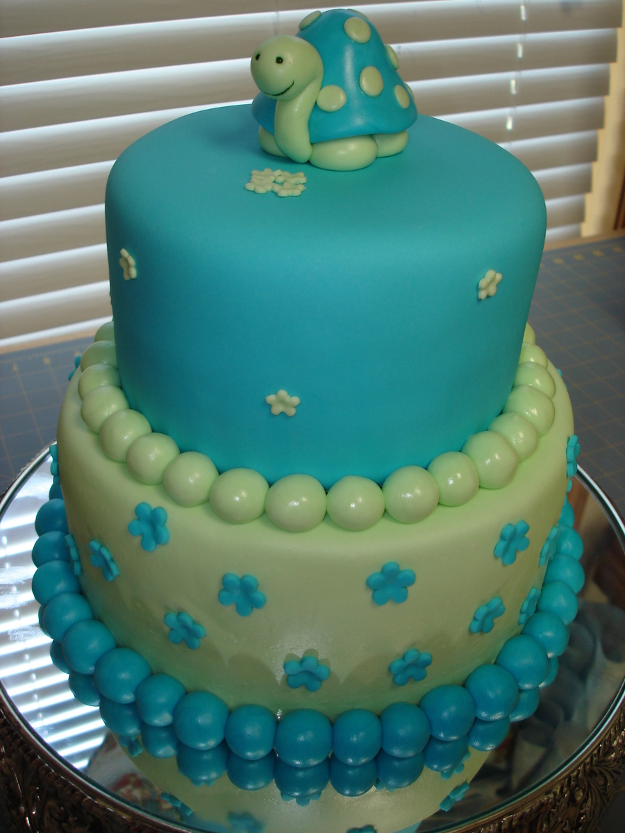 Turtle Baby Shower Cake - CakeCentral.com