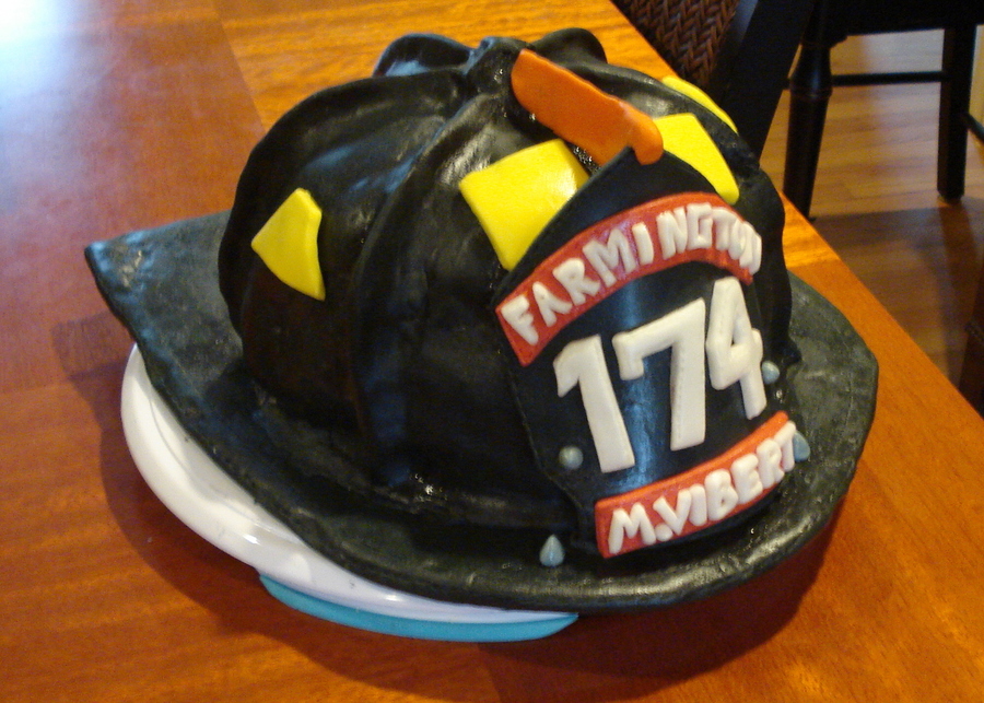 Fire Helmet Cake - CakeCentral.com
