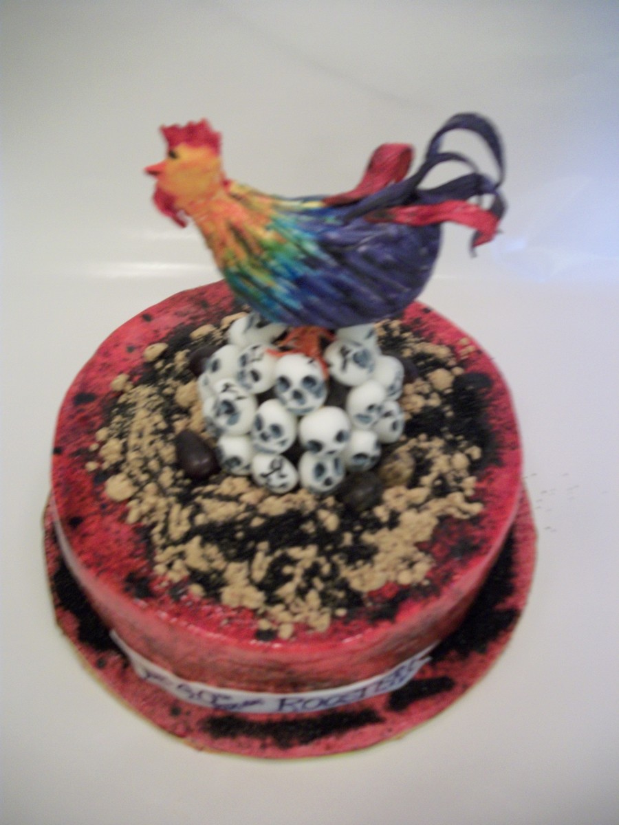Rooster/ Skulls Cake - CakeCentral.com