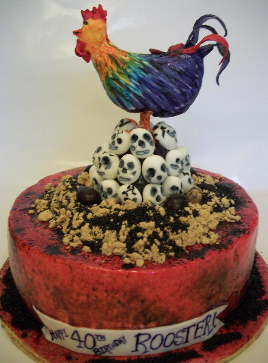 Rooster/ Skulls Cake - CakeCentral.com