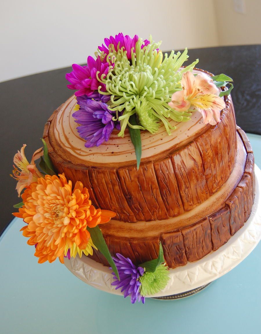 Wood Slice Wedding Cake - CakeCentral.com