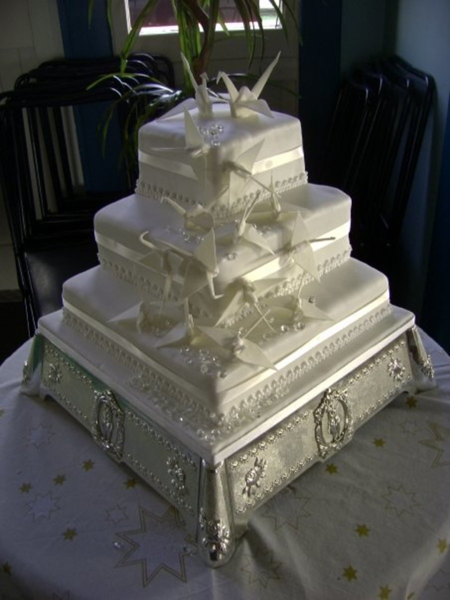 Origami Crane Wedding Cake - CakeCentral.com