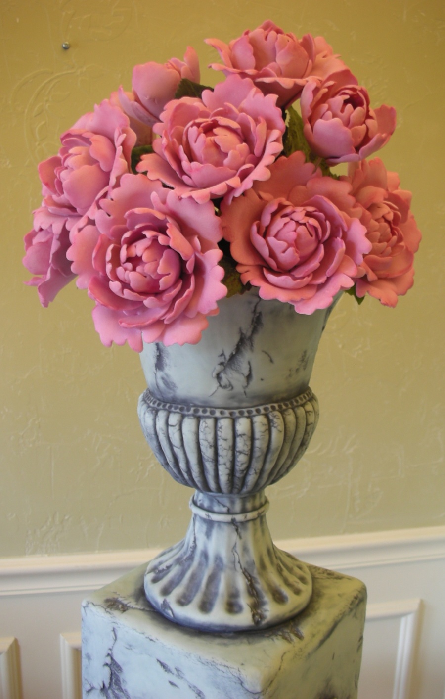 Stone Urn & Peonies - CakeCentral.com