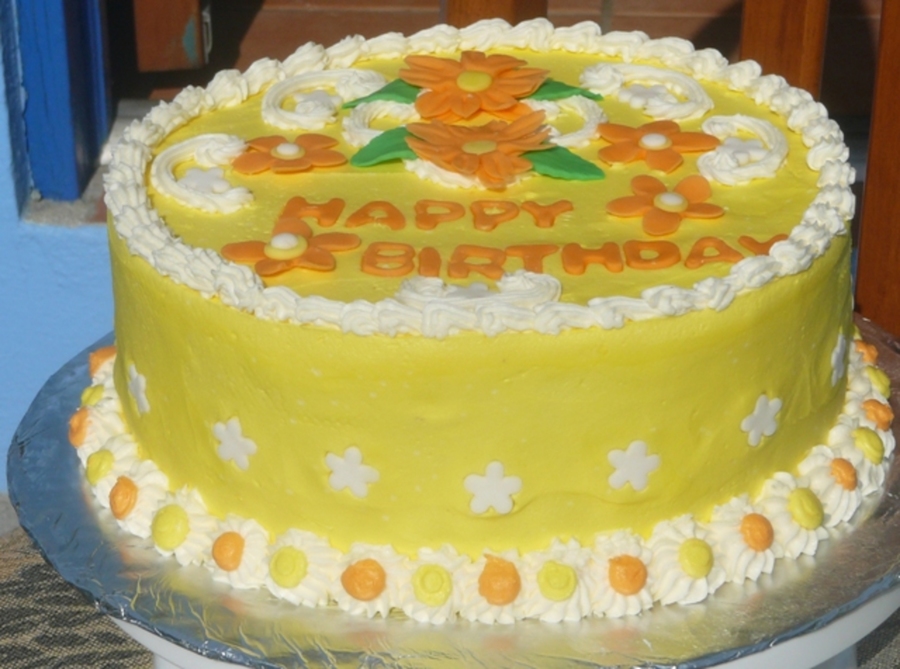 Yellow Birthday Cake - CakeCentral.com