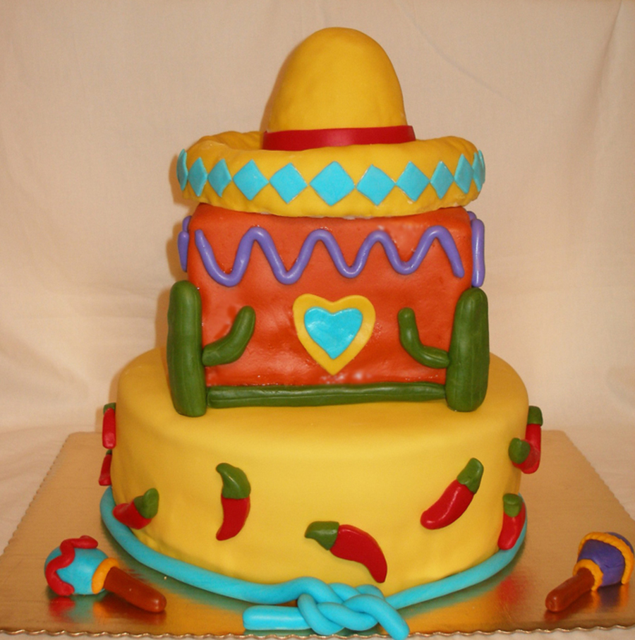 Fiesta Couple's Wedding Shower Cake - CakeCentral.com