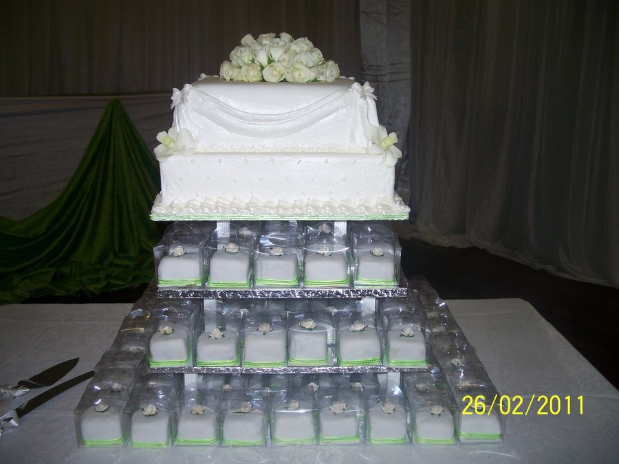 2 Tier Square Cake With Mini Cake Tower - CakeCentral.com