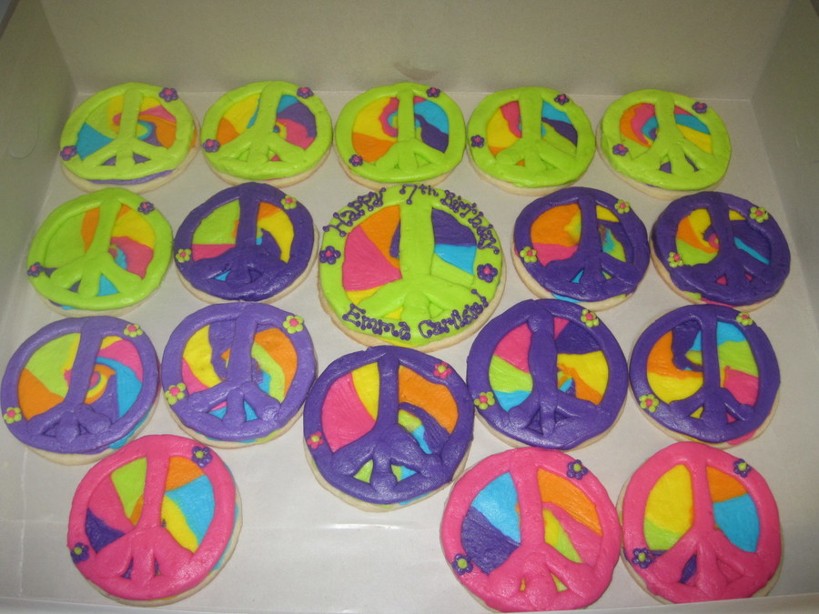 Tie Dye Peace Sign Cookies - CakeCentral.com