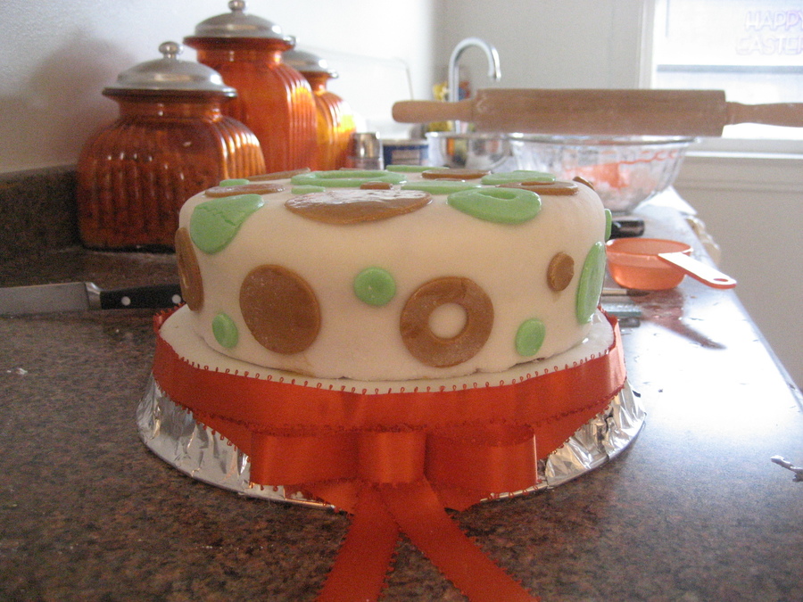 Brown And Green Spotted Fondant Cake - CakeCentral.com