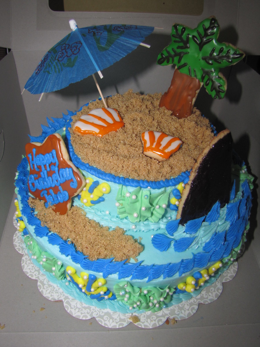 2 Tier Ocean/beach Theme Cake - CakeCentral.com