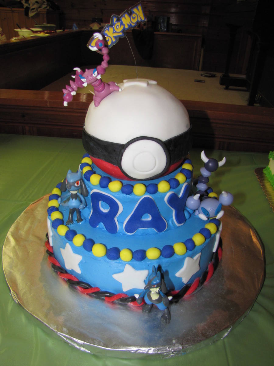 2 Tier Pokemon Cake With Poke Ball - CakeCentral.com