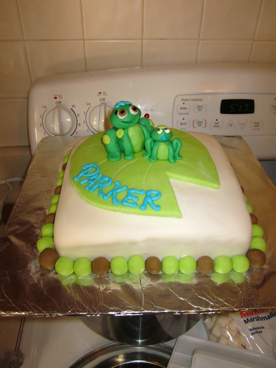 Frog Baby Shower Cake - CakeCentral.com