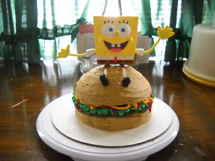 Spongebob And His Crabby Patty! - CakeCentral.com