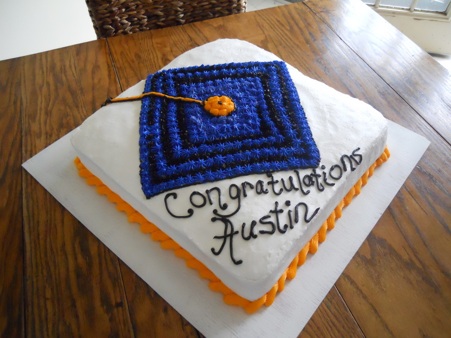 Square Buttercream Graduation Cake - CakeCentral.com