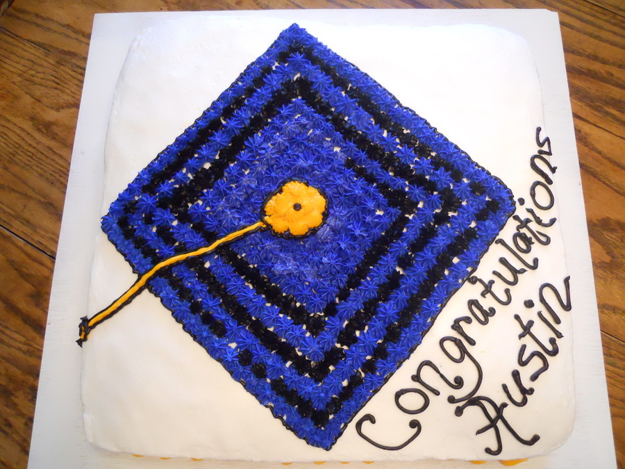Square Buttercream Graduation Cake - CakeCentral.com