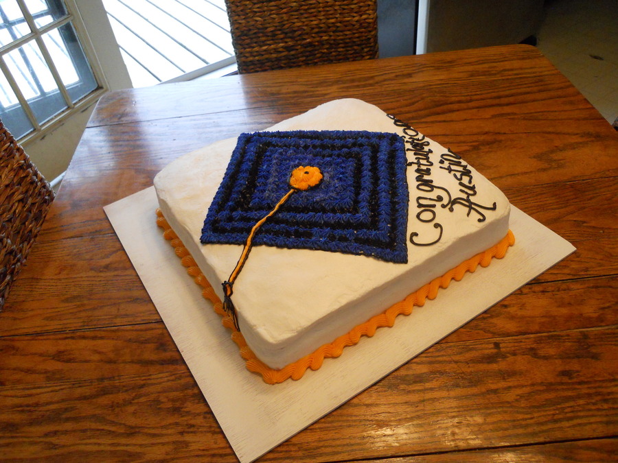 Square Buttercream Graduation Cake - CakeCentral.com