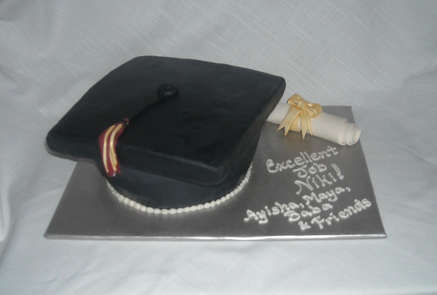 Graduation Cap And Diploma Cake - CakeCentral.com